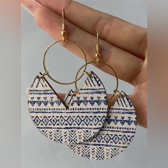 Jewelry | Boho Wooden Aztec Graphic Geometric Decor Drop Earrings ...